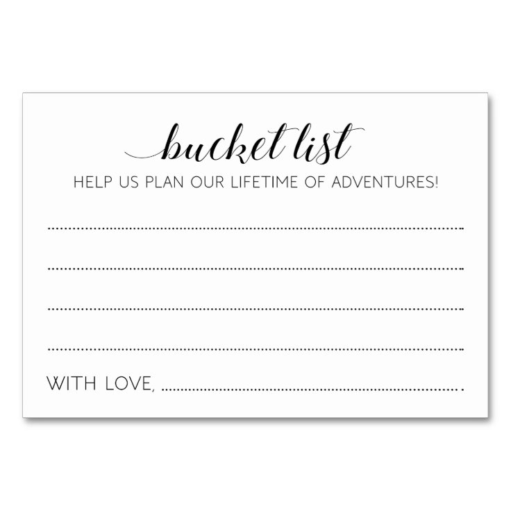 Elegant Calligraphy Wedding Bucket List Idea Cards | Zazzle