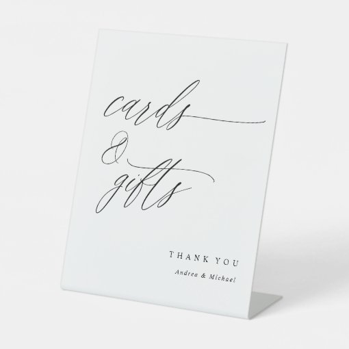 Elegant Calligraphy Wedding Cards & Gifts Pedestal Sign | Zazzle