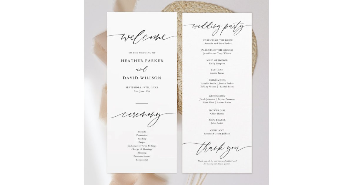 Elegant Calligraphy Wedding Ceremony Program | Zazzle