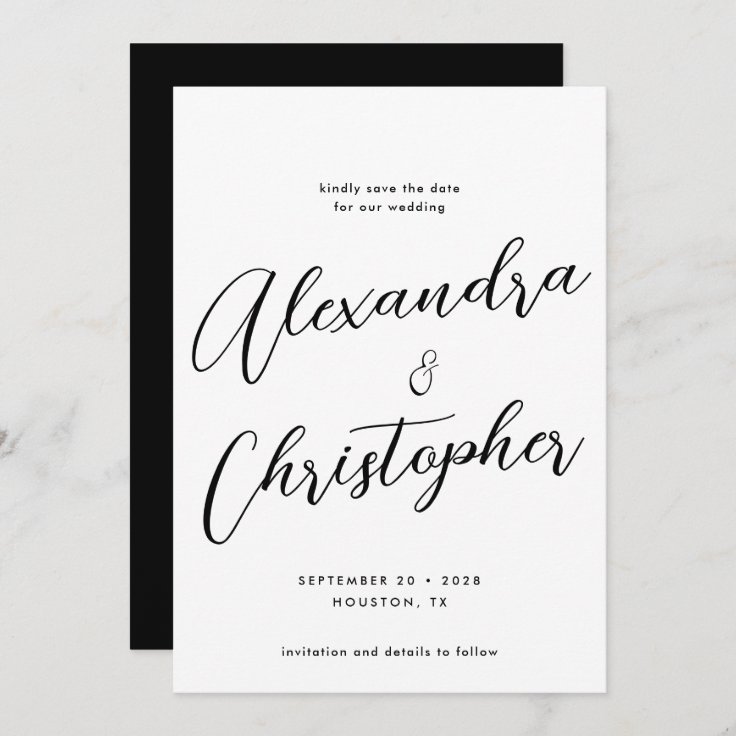 Elegant Calligraphy Wedding Engagement Save The Date | Zazzle