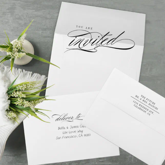 Elegant Calligraphy Wedding Envelope | Zazzle
