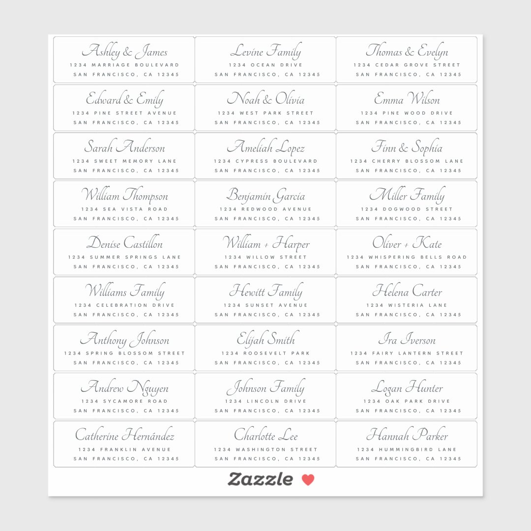 Elegant Calligraphy Wedding Guest Address Labels | Zazzle
