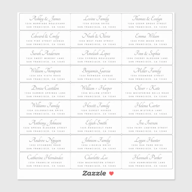 Elegant Calligraphy Wedding Guest Address Labels | Zazzle