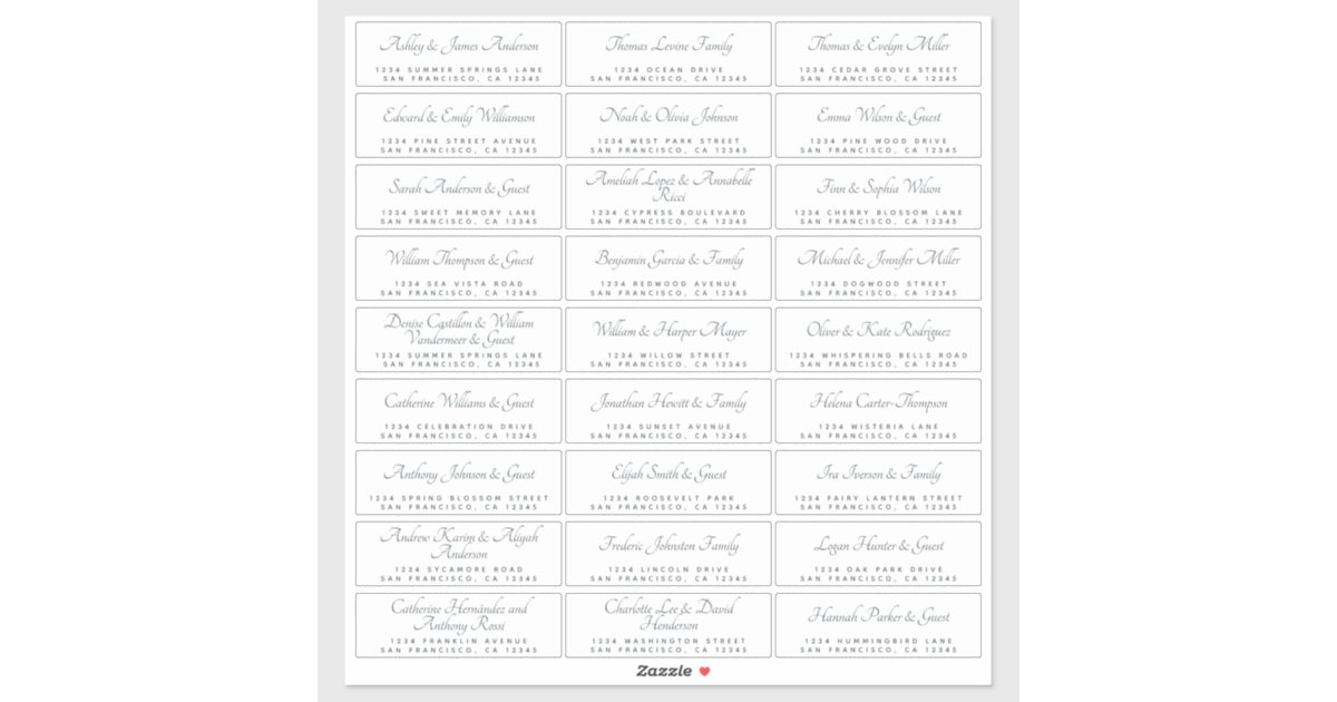 Elegant Calligraphy Wedding Guest Address Labels | Zazzle