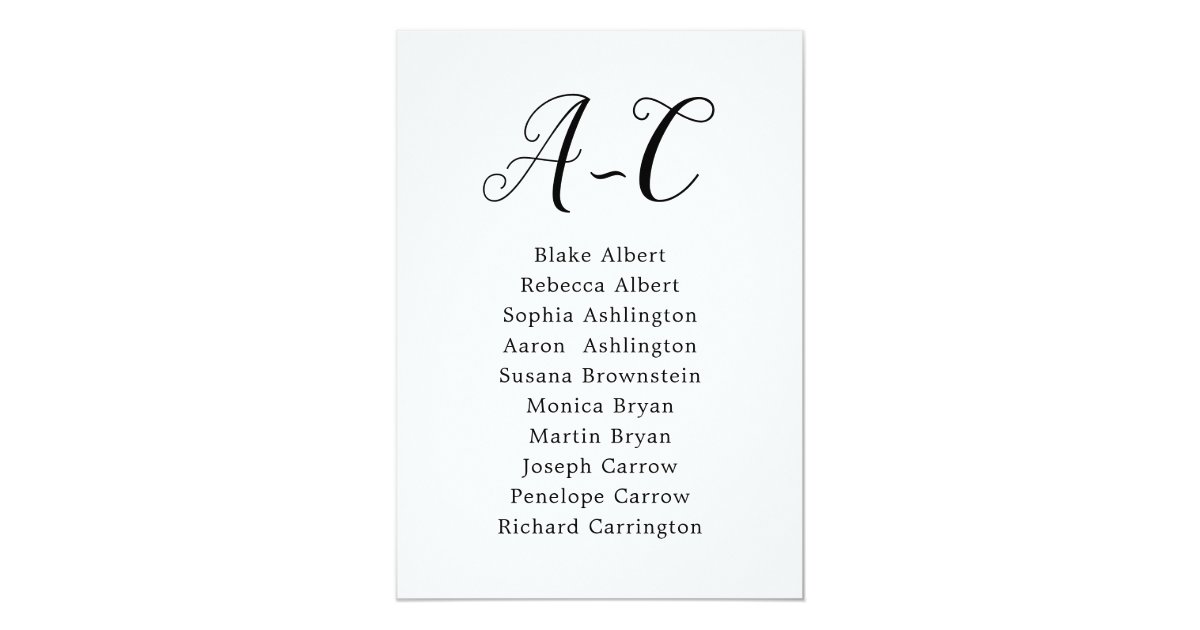 Elegant Calligraphy Wedding Guest by Last Name Invitation | Zazzle.com