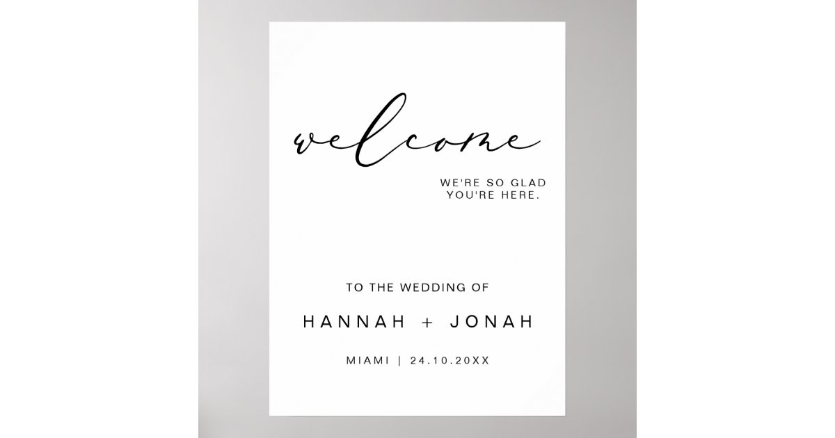 Elegant Calligraphy Wedding modern welcome Poster | Zazzle