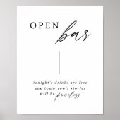 Elegant Calligraphy Wedding Open Bar Drinks Sign | Zazzle