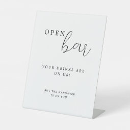 Elegant Calligraphy Wedding Open Bar Table Sign | Zazzle