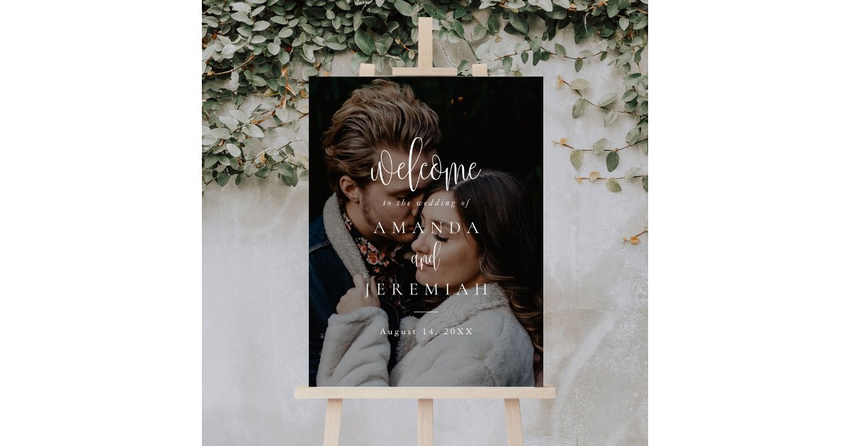 Elegant Calligraphy Wedding Photo Welcome Sign | Zazzle