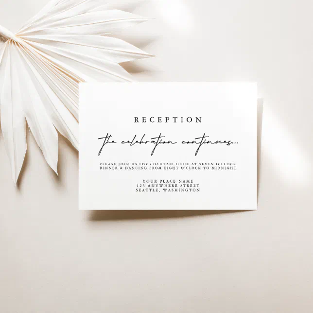 Elegant Calligraphy Wedding Reception Cards | Zazzle