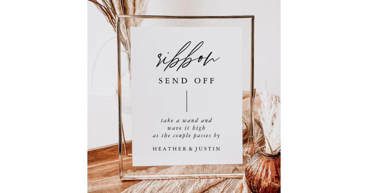 Elegant Calligraphy Wedding Ribbon Send Off Sign | Zazzle
