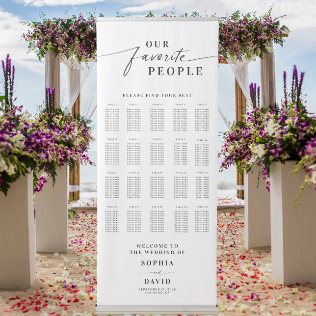 Elegant Calligraphy Wedding Seating Chart Retractable Banner | Zazzle