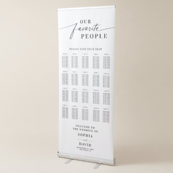 Elegant Calligraphy Wedding Seating Chart Retractable Banner | Zazzle