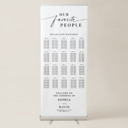 Elegant Calligraphy Wedding Seating Chart Retractable Banner | Zazzle