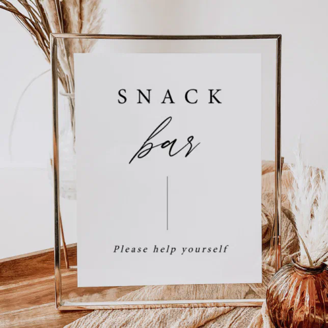 Elegant Calligraphy Wedding Snack Bar Sign Poster | Zazzle
