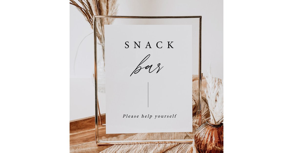 Elegant Calligraphy Wedding Snack Bar Sign Poster | Zazzle