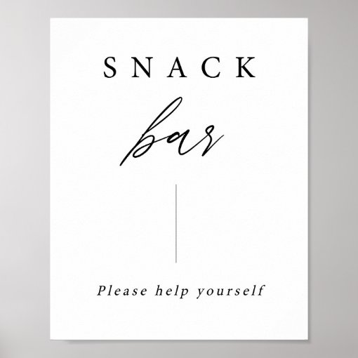 Elegant Calligraphy Wedding Snack Bar Sign Poster | Zazzle