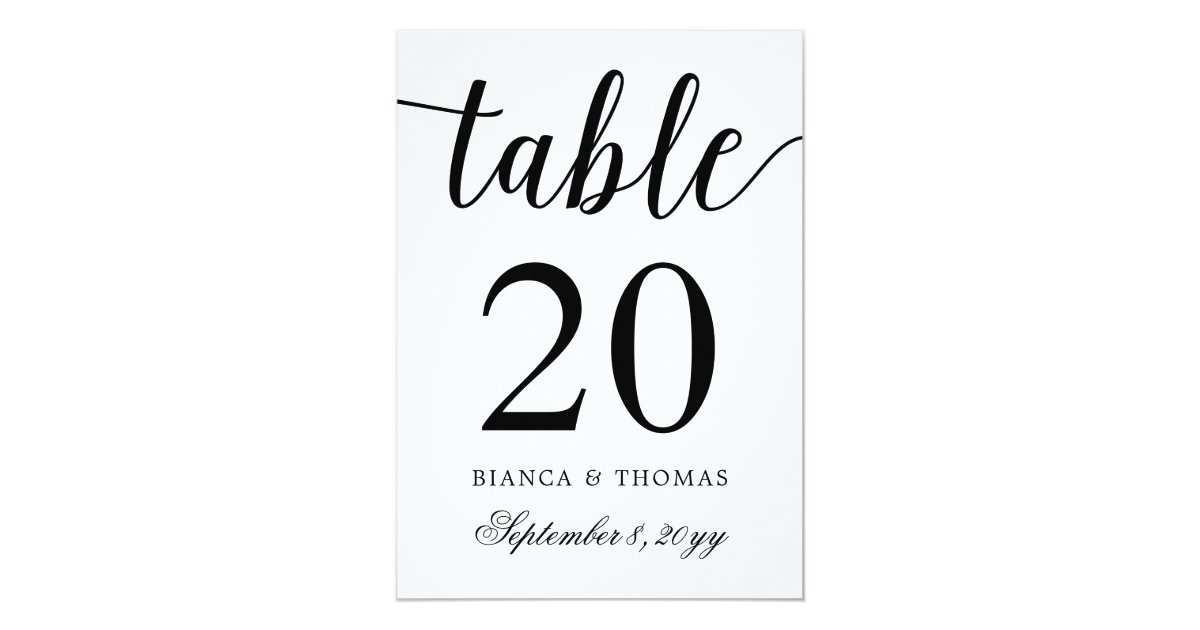 Elegant Calligraphy Wedding Table Number | Zazzle.com