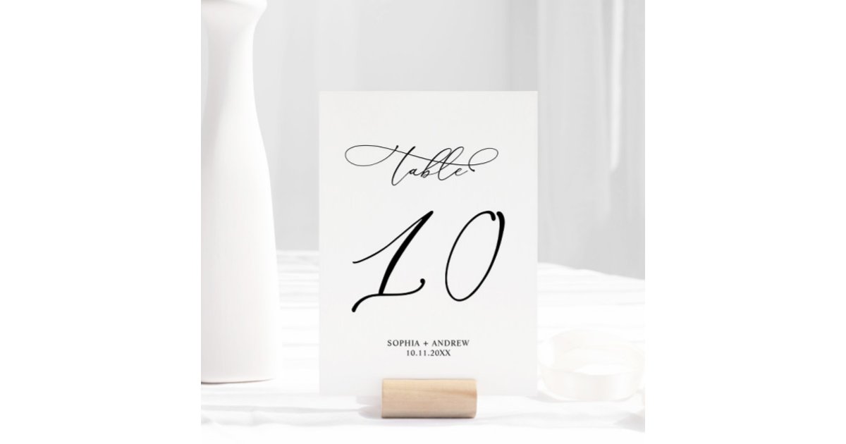 Elegant Calligraphy Wedding Table Number 10 | Zazzle