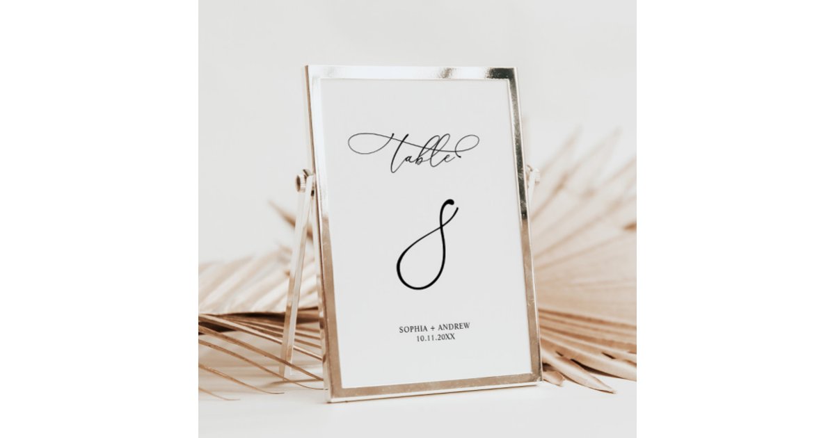 Elegant Calligraphy Wedding Table Number 8 | Zazzle