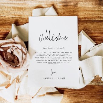 Elegant Calligraphy | Wedding Welcome Bag card | Zazzle