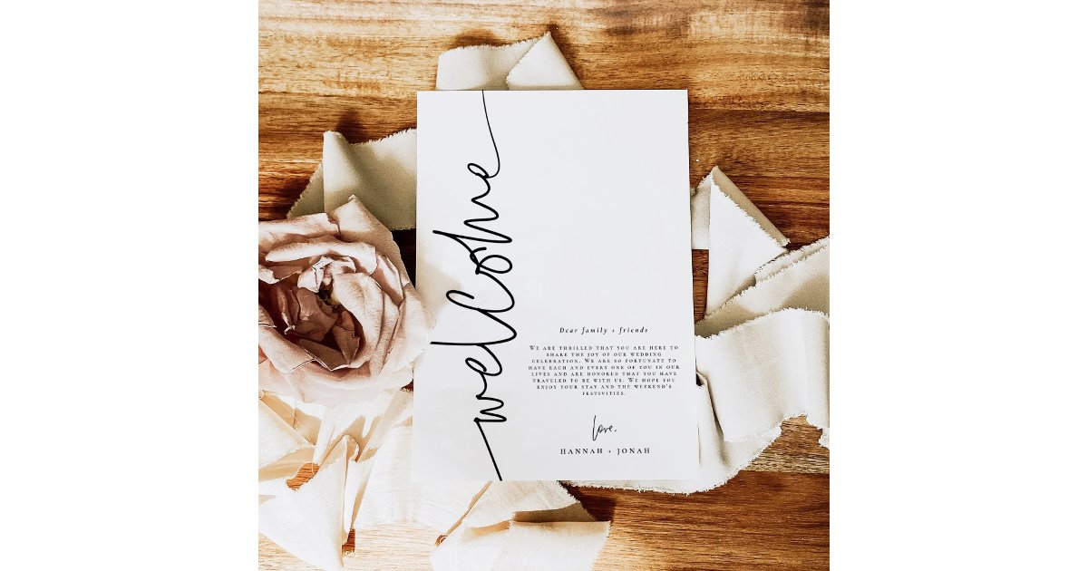 Elegant Calligraphy | Wedding Welcome Bag card | Zazzle