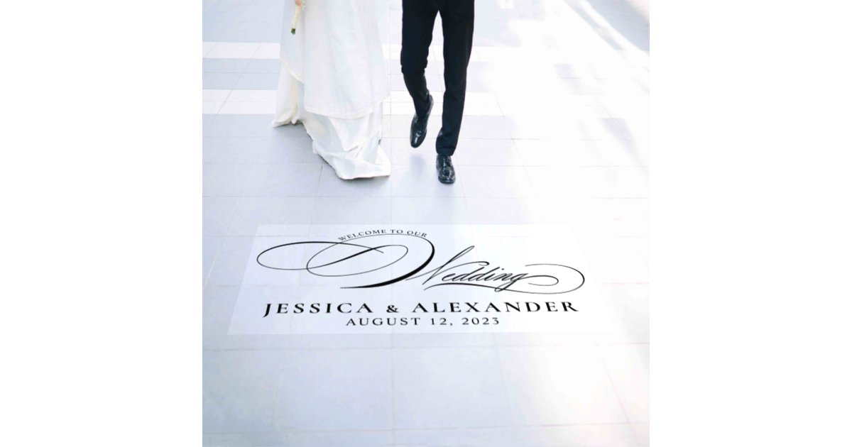 Elegant Calligraphy Wedding Welcome Floor Decals | Zazzle