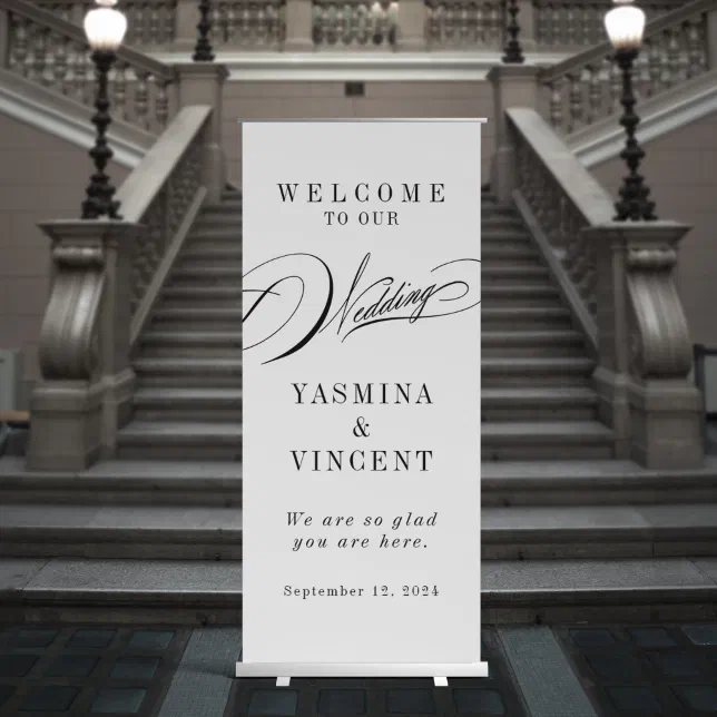 Elegant Calligraphy Wedding Welcome Retractable Banner | Zazzle