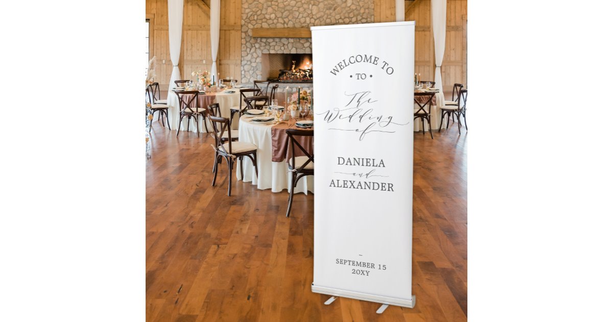 Elegant Calligraphy Wedding Welcome Retractable Banner | Zazzle