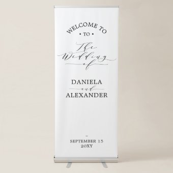 Elegant Calligraphy Wedding Welcome Retractable Banner | Zazzle