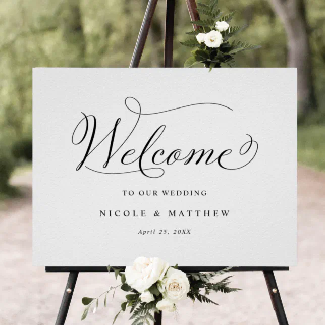Elegant Calligraphy Wedding Welcome Sign | Zazzle