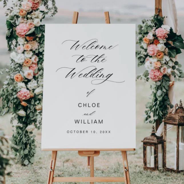Elegant Calligraphy Wedding Welcome Sign | Zazzle