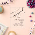 Elegant Calligraphy We're Engaged Engagement Party Acrylic Invitations ...