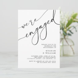 Elegant Calligraphy We're Engaged Engagement Party Invitation | Zazzle