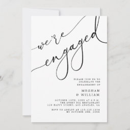 Elegant Calligraphy We're Engaged Engagement Party Invitation | Zazzle