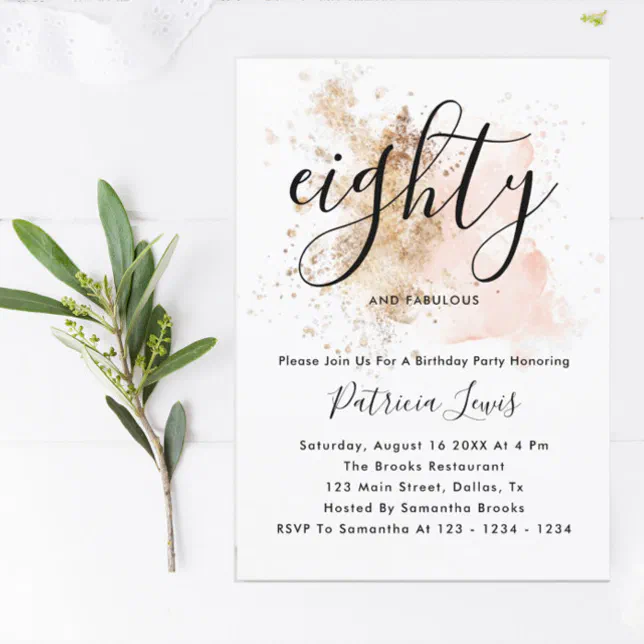 Elegant Calligraphy Woman 80th Birthday Invitation | Zazzle