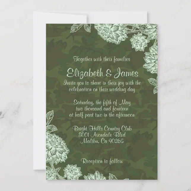 Elegant Camo Wedding Invitations | Zazzle