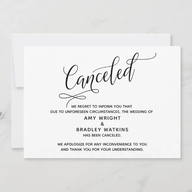 Elegant Canceled Wedding Announcement Card | Zazzle