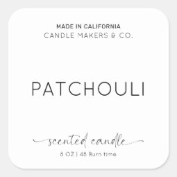 Elegant Candle Packaging Minimalist Black White Square Sticker | Zazzle