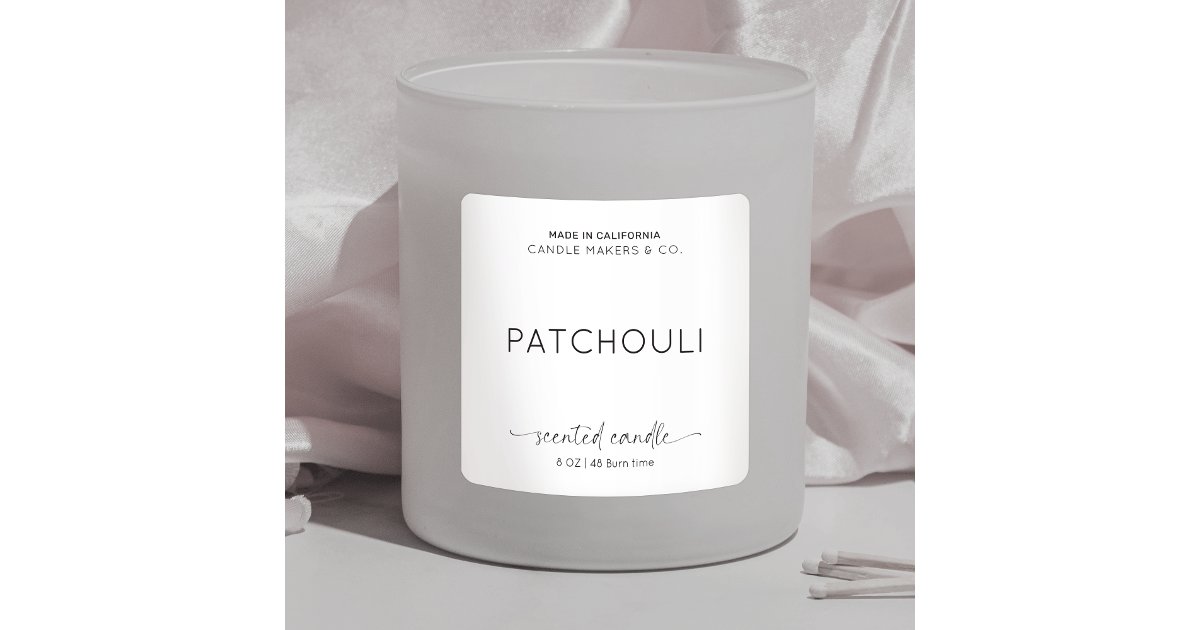 Elegant Candle Packaging Minimalist Black White Square Sticker | Zazzle