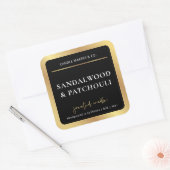 Elegant Candle Square Label Black & Gold Script | Zazzle