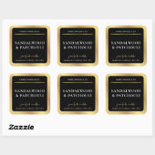 Elegant Candle Square Label Black & Gold Script | Zazzle