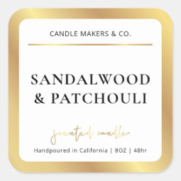 Elegant Candle Square Label Faux Gold Script Font | Zazzle