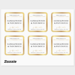 Elegant Candle Square Label Faux Gold Script Font | Zazzle