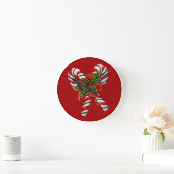 Elegant Candy Cane Wall Clock | Zazzle
