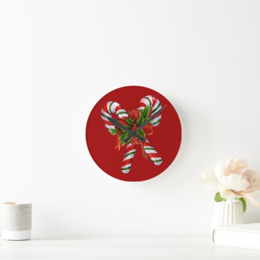 Elegant Candy Cane Wall Clock | Zazzle