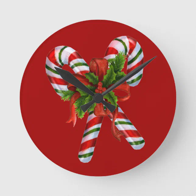 Elegant Candy Cane Wall Clock | Zazzle