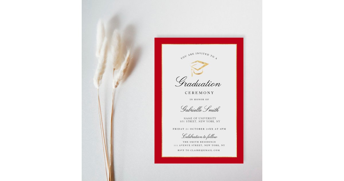 Elegant cap graduation ceremony invitation | Zazzle