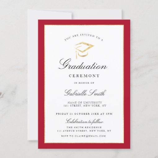 Elegant cap graduation ceremony invitation | Zazzle