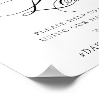 Elegant Capture our Love Black Calligraphy Hashtag Poster | Zazzle